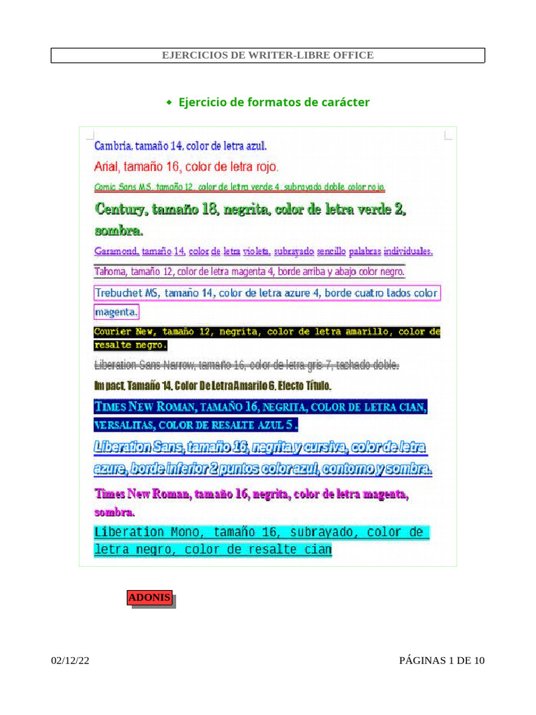 Ejercicios Writer | PDF