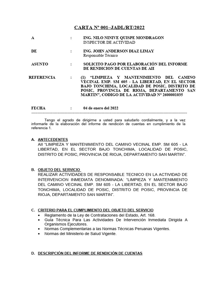 Carta #017-Solicito Pago Requisitos Previos | PDF | Ciencias Políticas | Responsabilidad