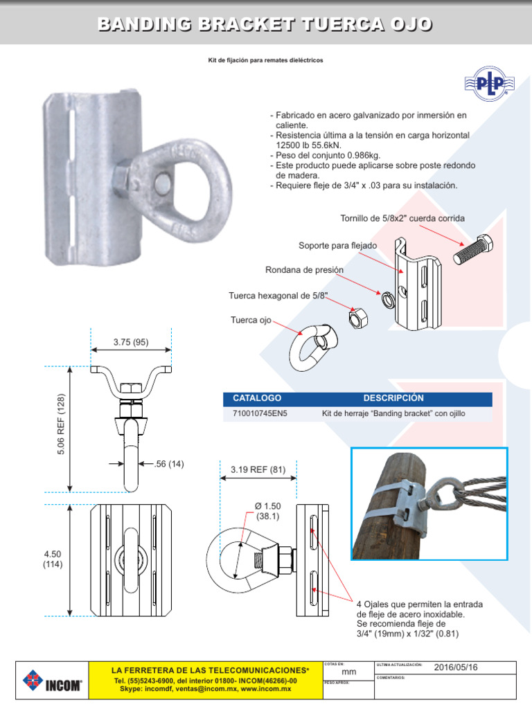 PLP 710010745EN5-Kit de Herraje Banding Bracket Con Ojillo | PDF | Materiales | Ingeniería mecánica