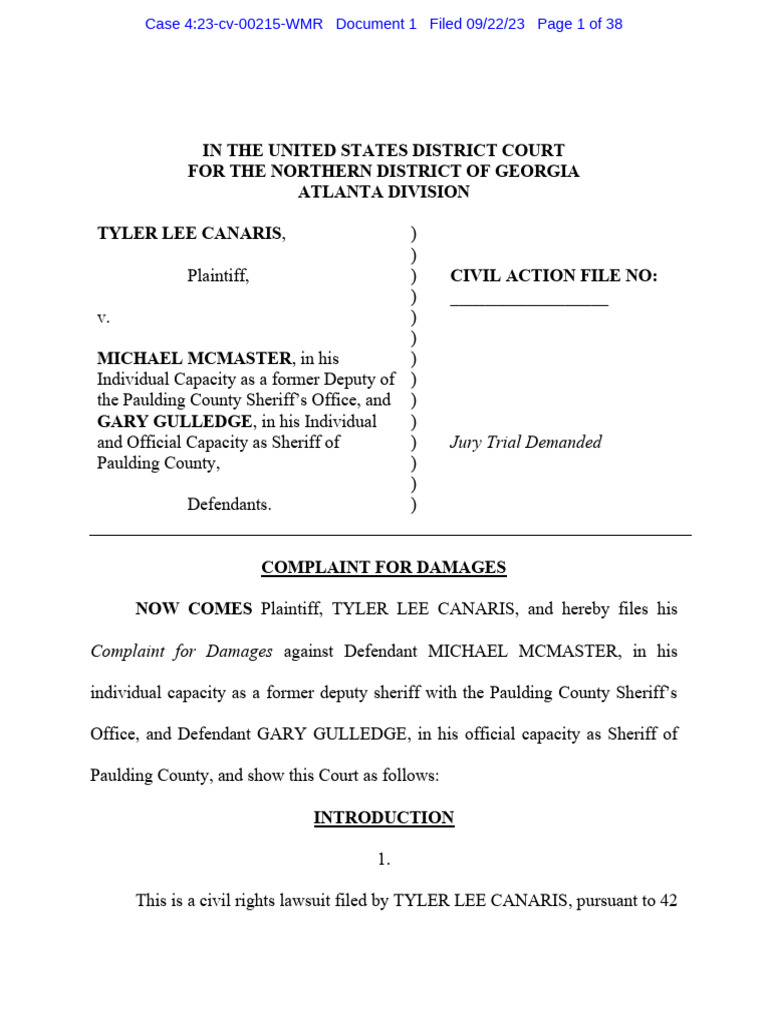 Tyler Canaris Lawsuit Against McMaster | PDF | Intentional Infliction ...