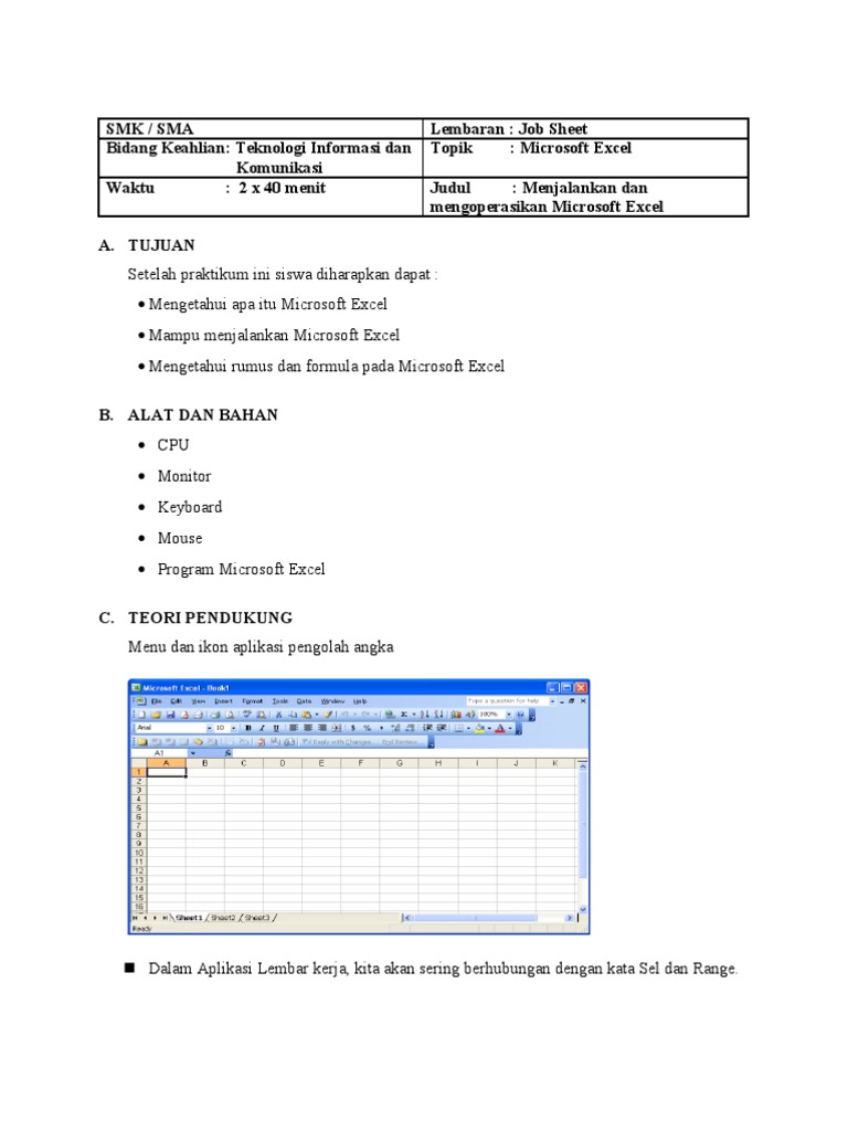 Jobsheet - Pen Gen Alan Microsoft Excel | PDF