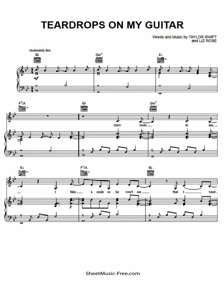 Teardrops-On-My-Guitar-Sheet-Music-Taylor-Swift-SheetMusic-Free.com_ | PDF