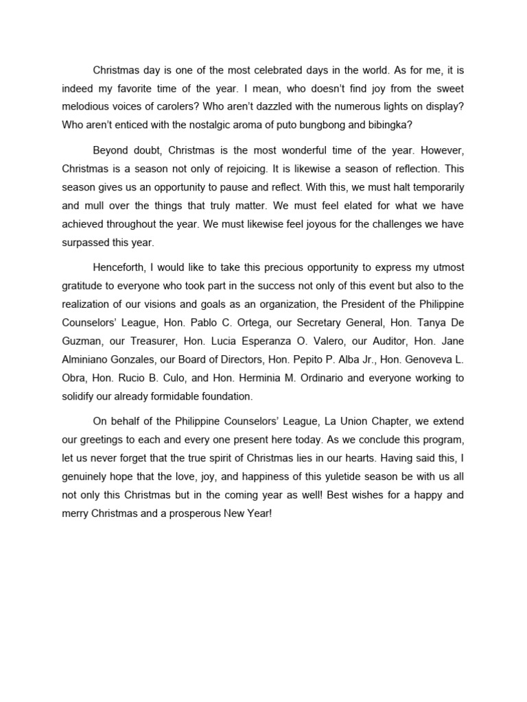 Closing Remarks-Christmas Party | PDF