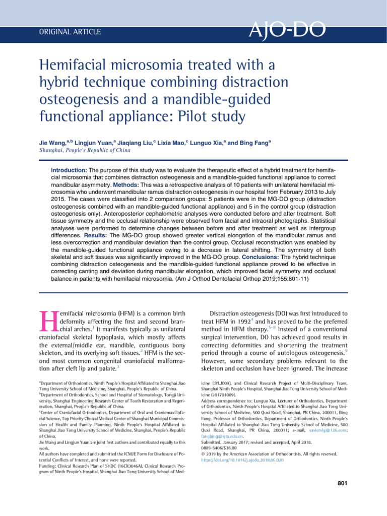 Hemifacial Microsomia Treated With A Hybrid Technique Combining ...