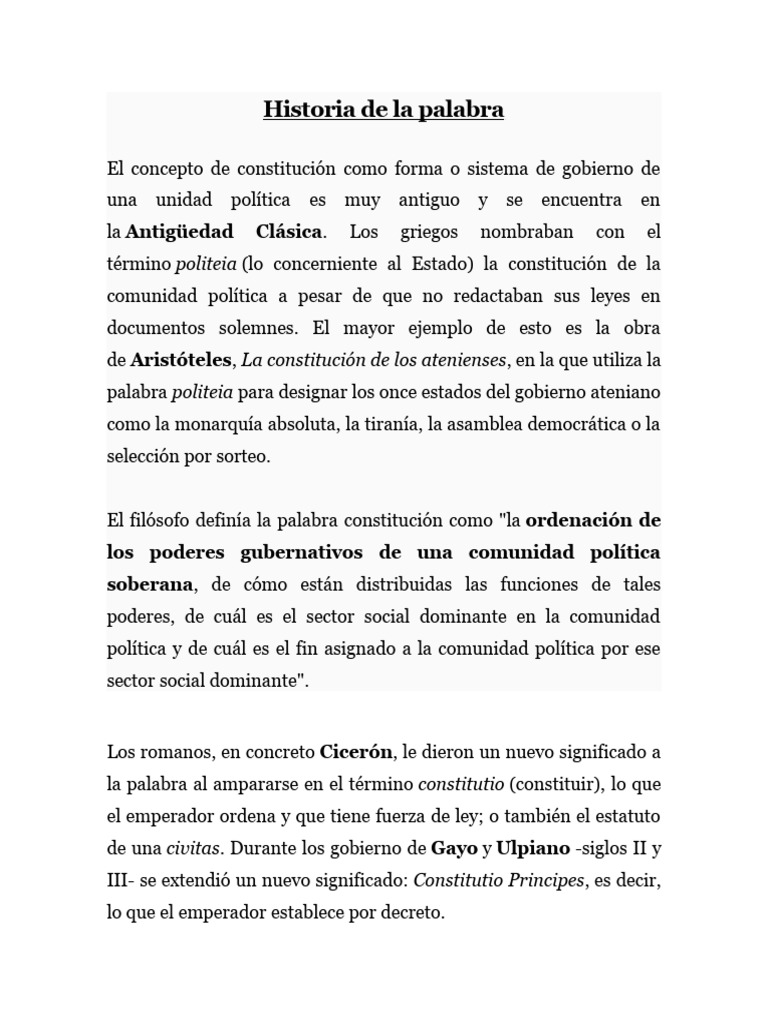 Historia de La Palabra Constitución | PDF | Constitución | Immanuel Kant
