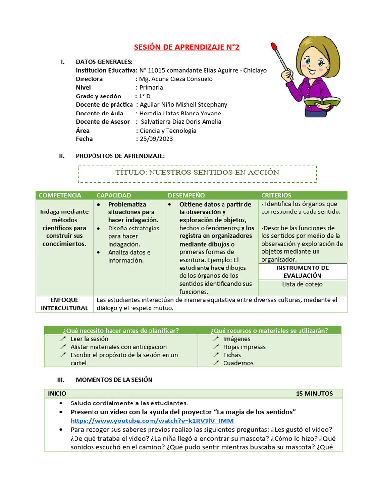Sesión de Aprendizaje n2 | PDF | Aprendizaje | Evaluación