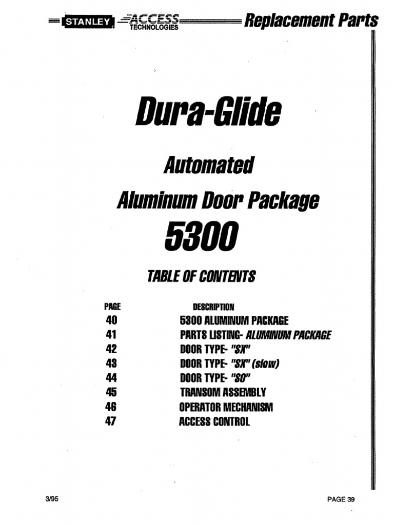 REPUESTOS Stanley - Dura-Glide - 5300 - Replacement - Parts - Guide | PDF