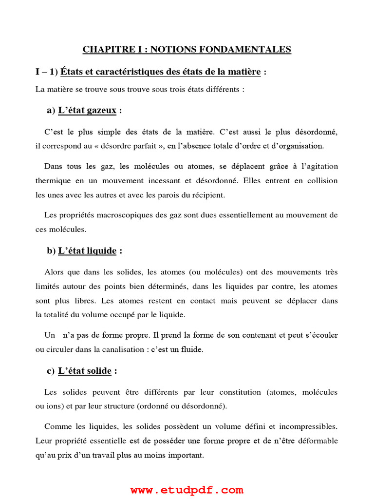 Atomes et états de la matière | PDF