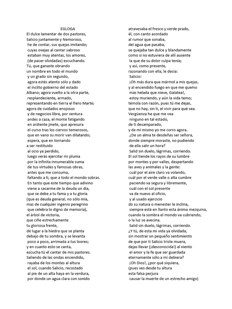 Egloga Garcilaso de La Vega | PDF