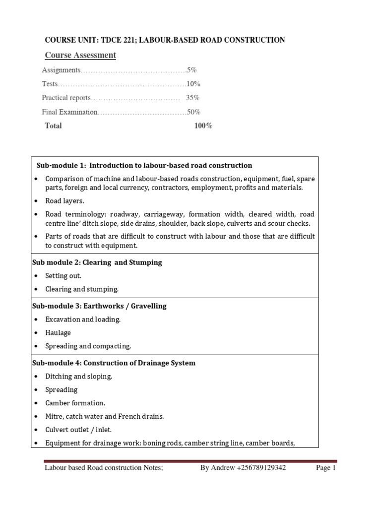 Labour-Based Road Construction Guide | PDF | Road Surface | Road
