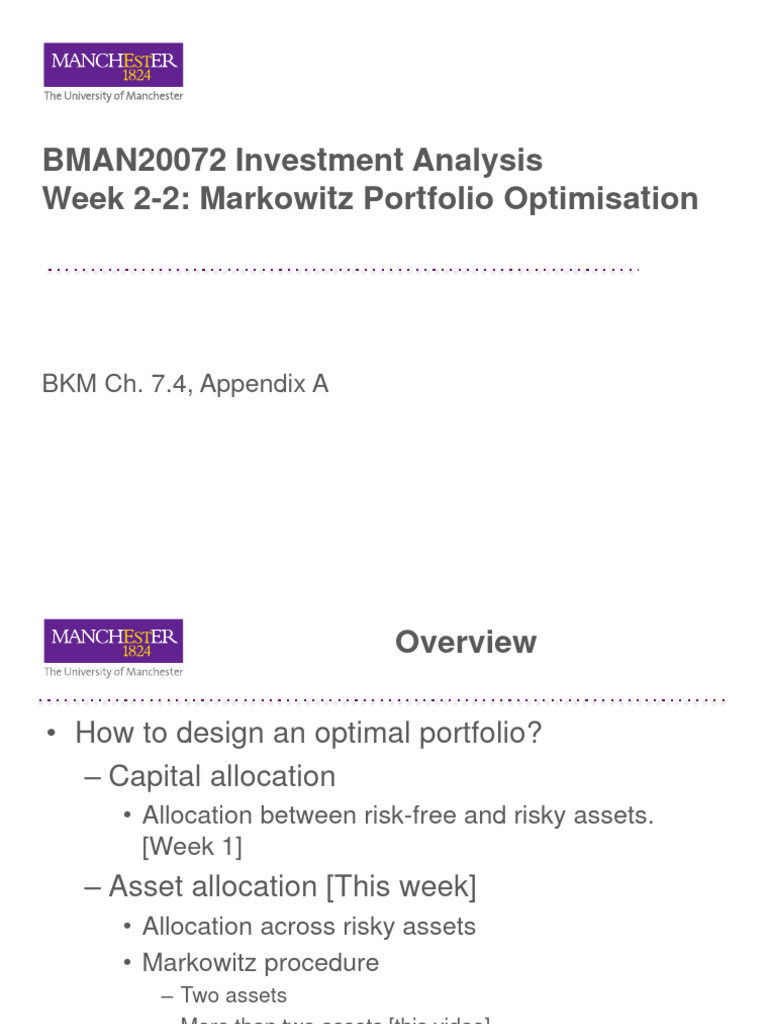 2.2 - Markowitz Portfolio Optimisation | PDF | Modern Portfolio Theory ...
