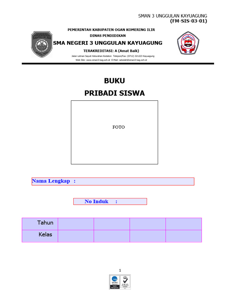 03-01 Format Identitas Siswa | PDF
