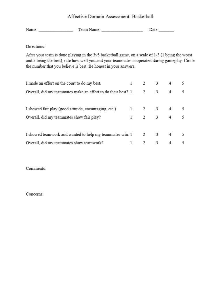 Teamwork Assessment in Basketball | PDF | Games & Activities