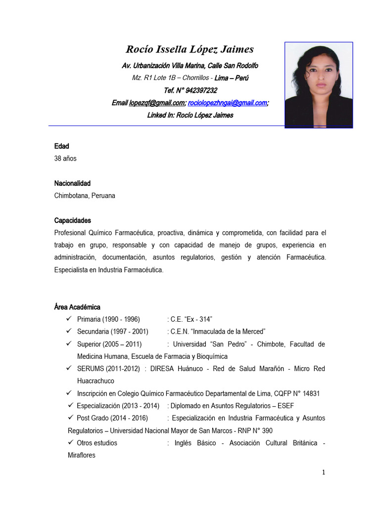 CV Rocio Issella Lopez Jaimes 2023 08 Gral | PDF | Farmacéutico | Farmacia