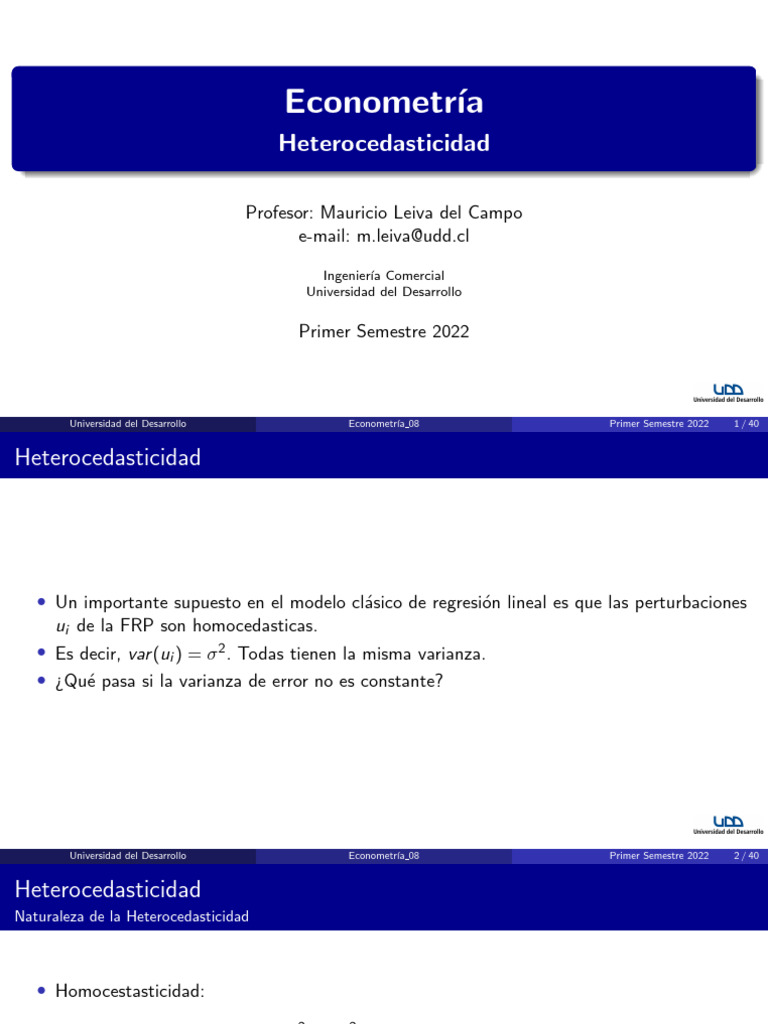 Econometría - 08 - 2022 - 1 | PDF | Mínimos cuadrados ordinarios | Estimador