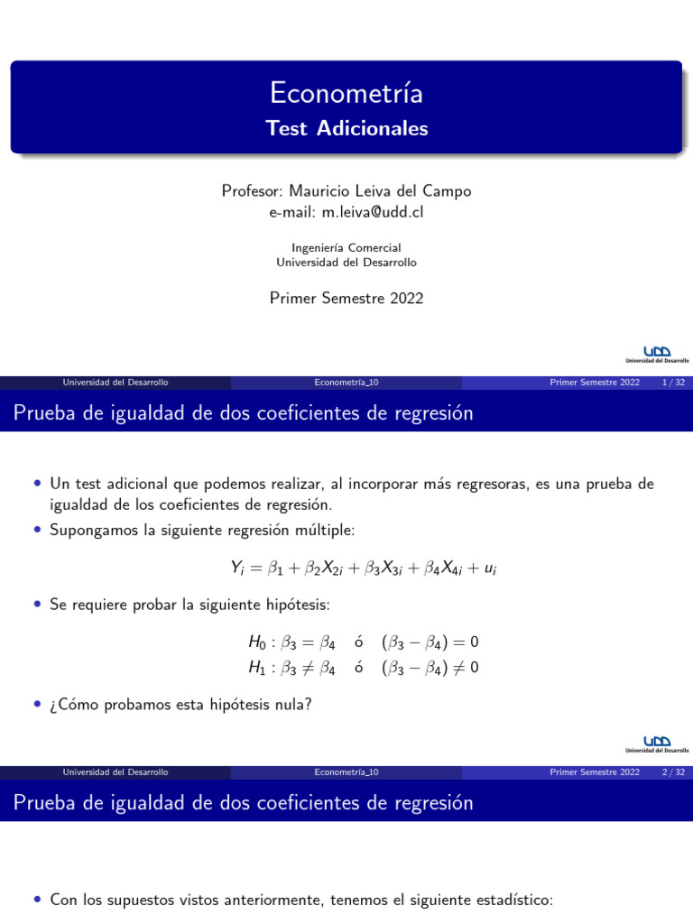 Econometría - 10 - 2022 - 1 | PDF | Análisis de regresión | Ciencia actuarial