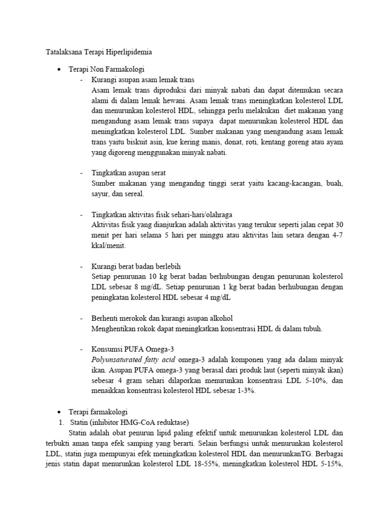 Tatalaksana Terapi Hiperlipidemia | PDF