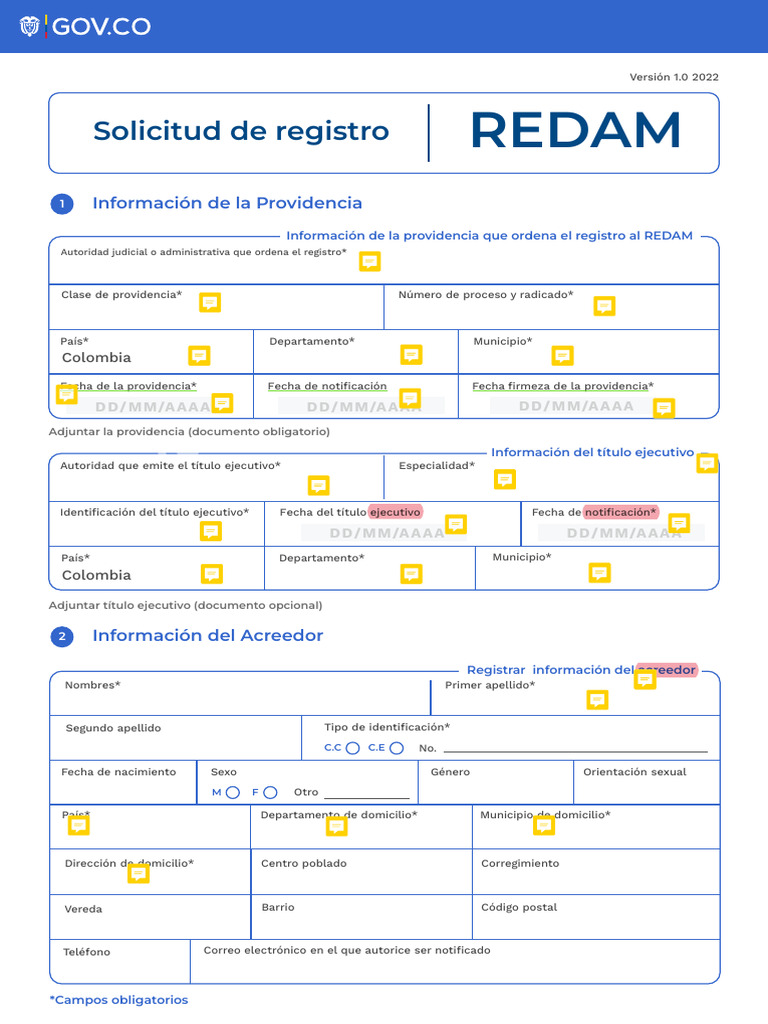 Formato Solicitud Registro REDAM Con Sustento Normativo | PDF