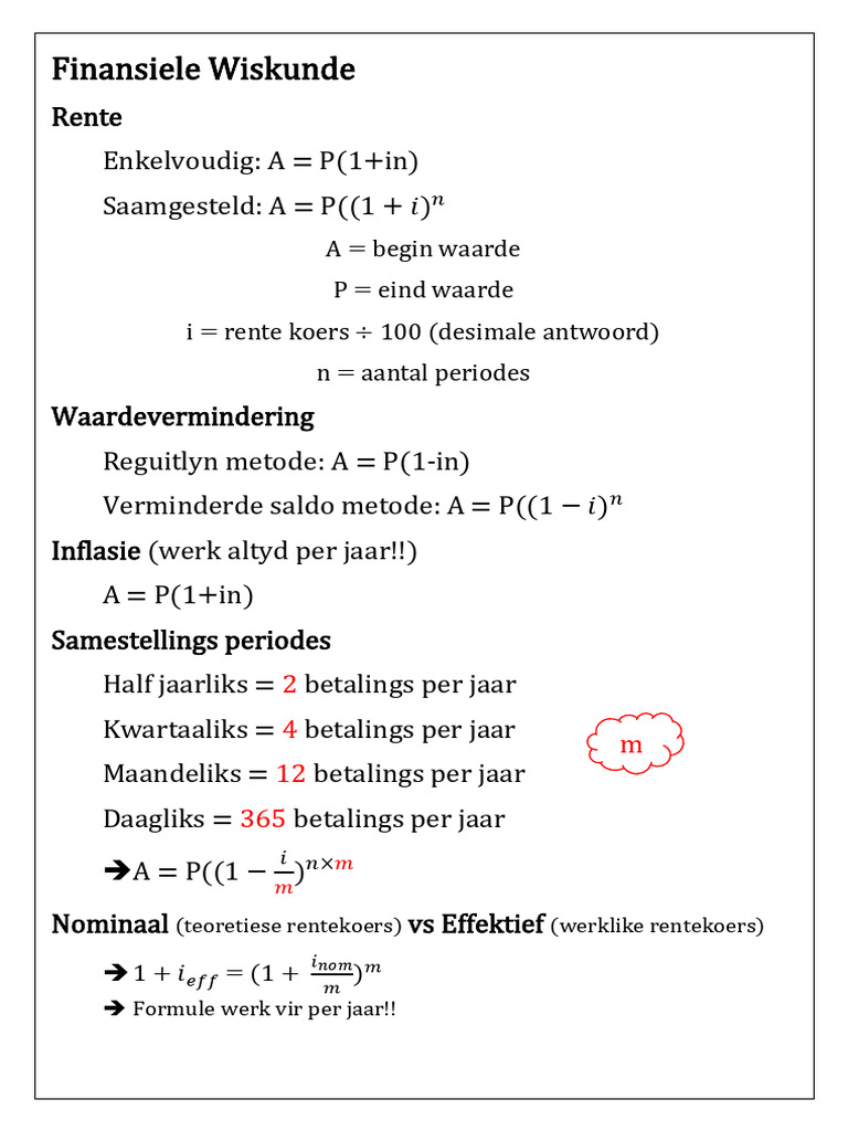Opsomming en Formules | PDF