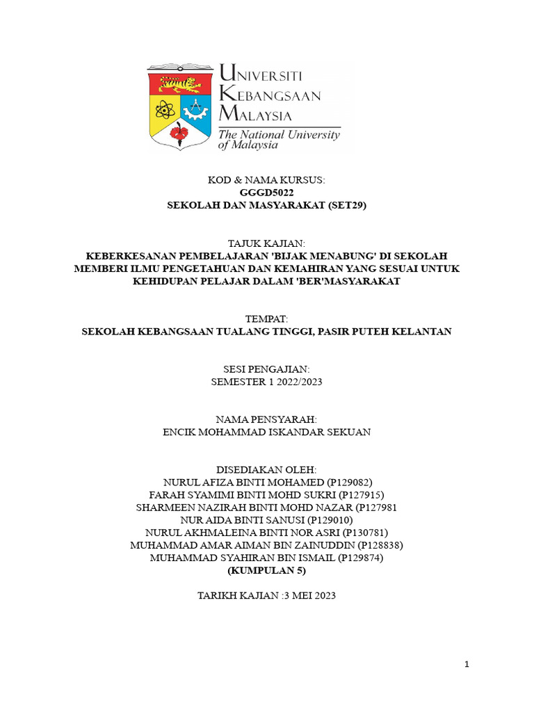 Projek Mini Sekolah Dan Masyarakat | PDF