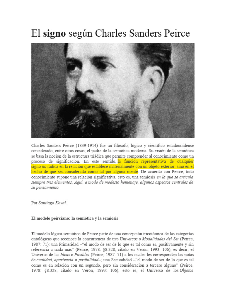 El Signo Según Charles Sanders Peirce | Descargar gratis PDF | Charles ...