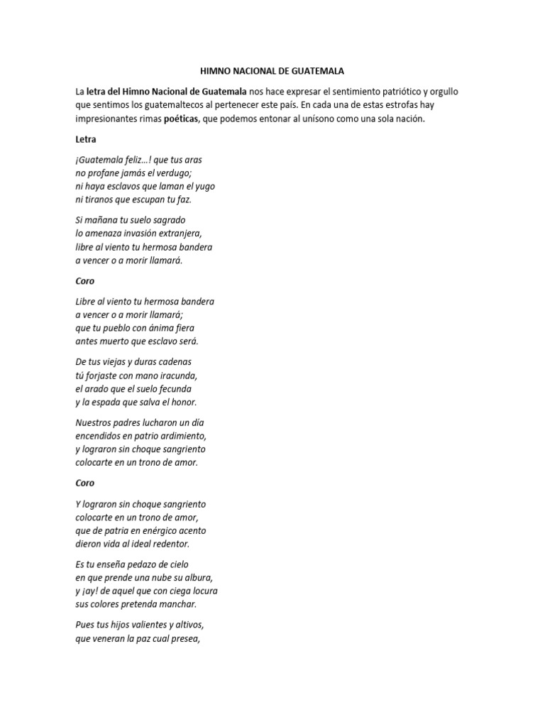 Himno Nacional de Guatemala | PDF