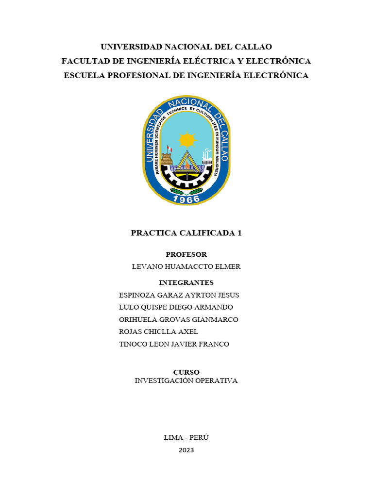 Practica 1 (Investigacion Operativa) | PDF | Métodos y materiales de ...