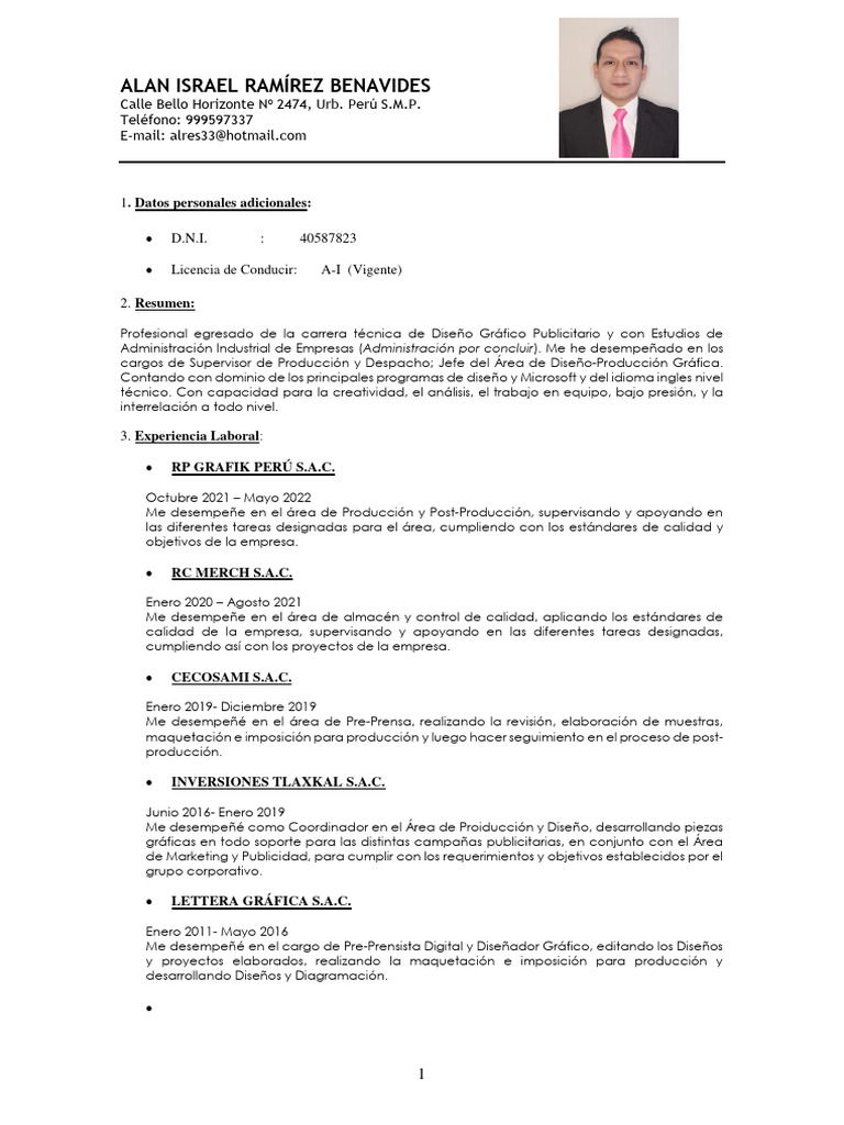 CV - Alan Israel Ramirez Benavides - 2022-2 | PDF