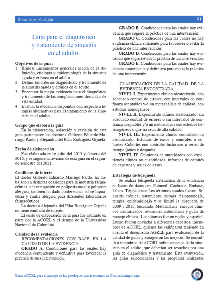 Guía Sinusitis en Adultos | PDF | Medicina | Cuidado de la salud