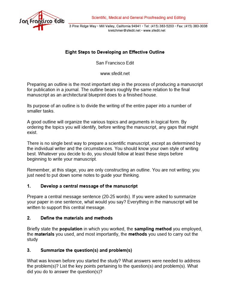 Eight Steps for Effective Outlining | PDF | Science | Cognition