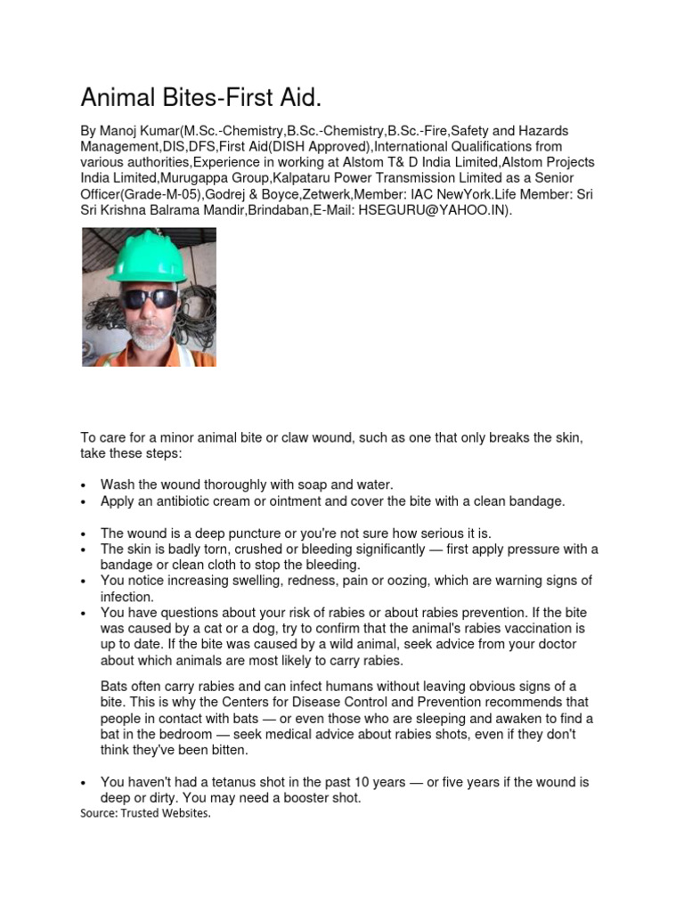 Animal Bites-First Aid. | PDF