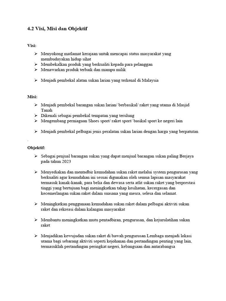 4.2 Visi, Misi Dan Objektif | PDF