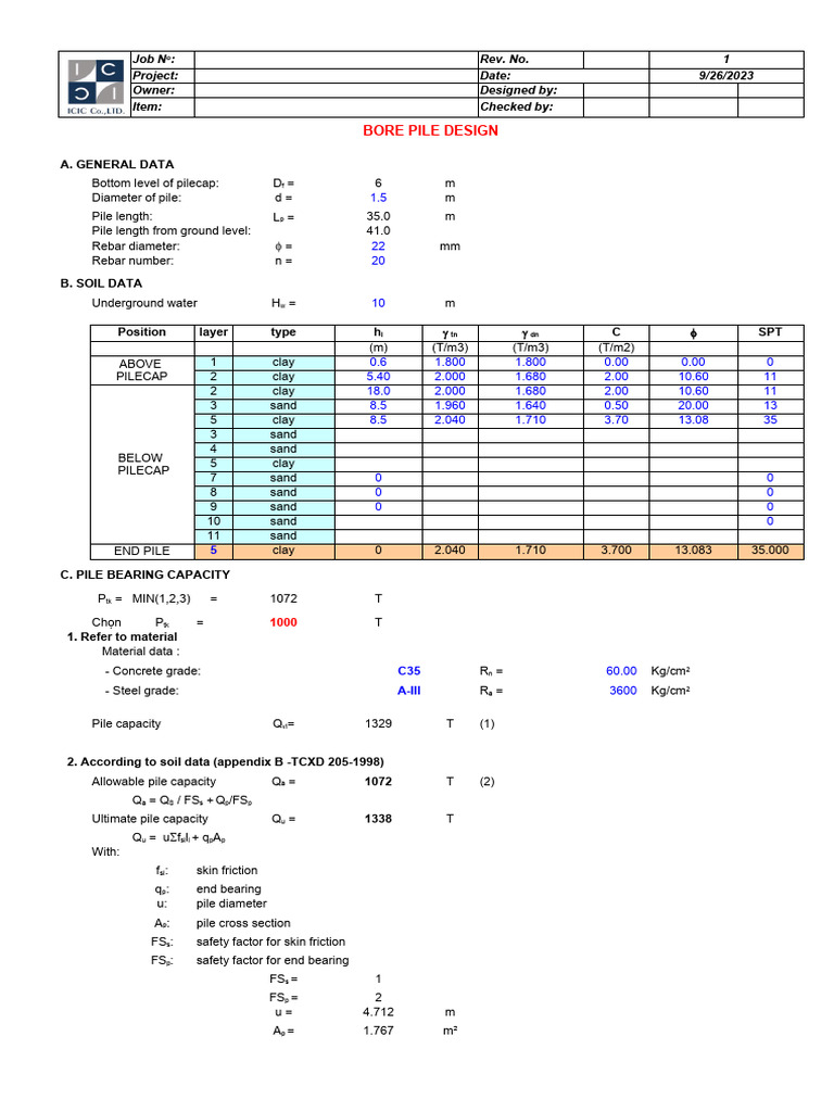 Bore Pile Design Bs 8004 | PDF | Deep Foundation | Building Engineering