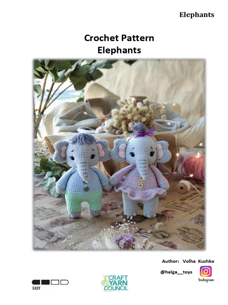 Crochet Pattern Elephants | PDF | Crochet | Yarn