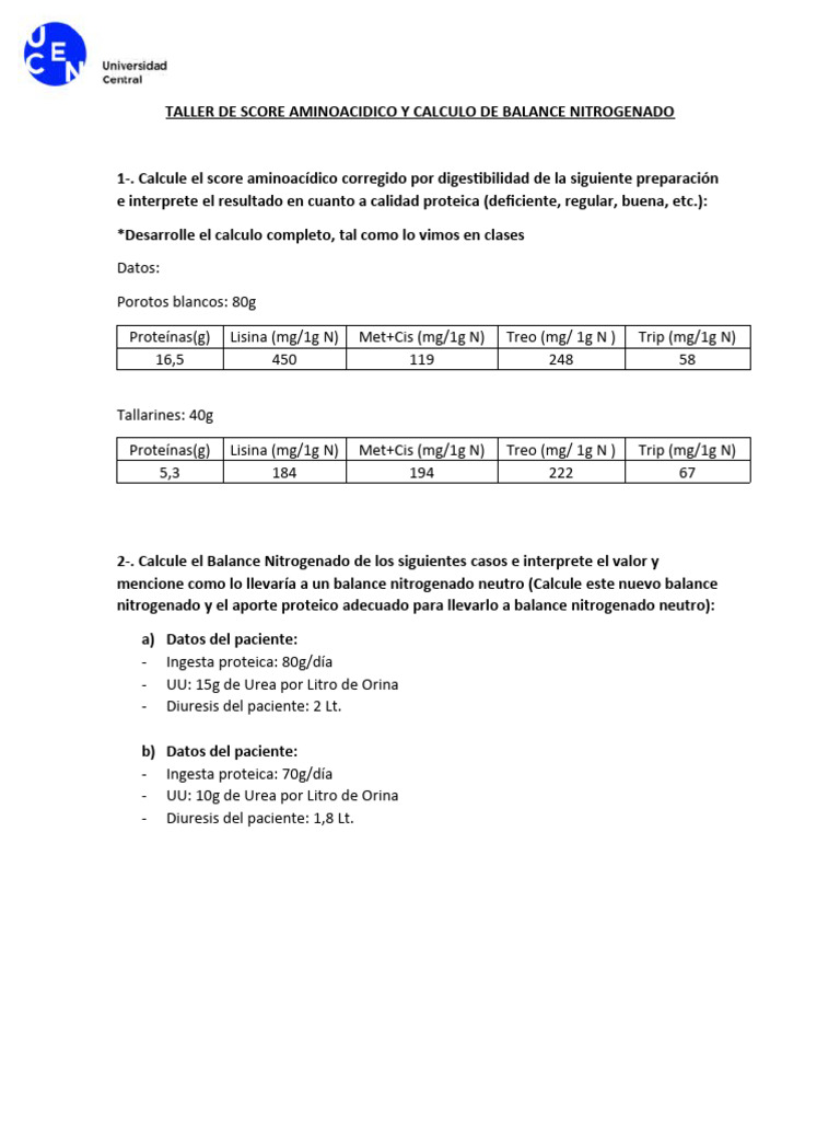 Taller Score Aa Y B Nitrogenado Pdf