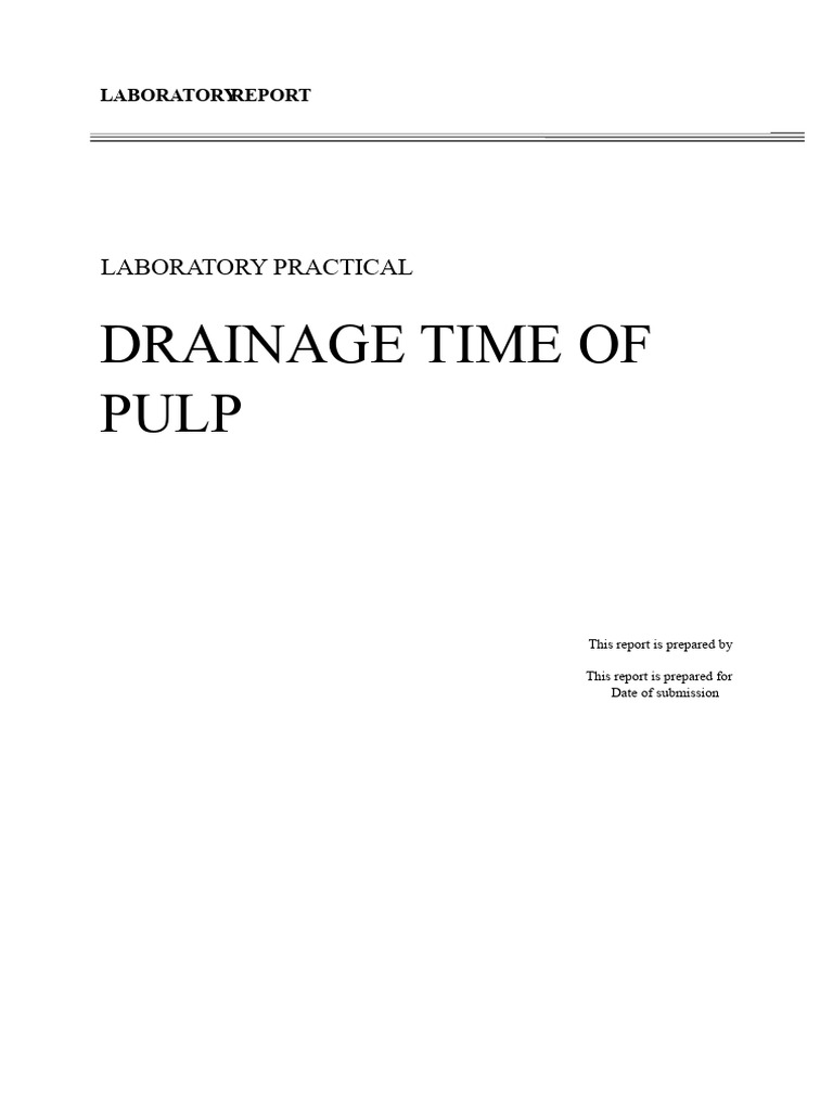 Drainage Time of Pulp | PDF | Pulp (Paper) | Paper