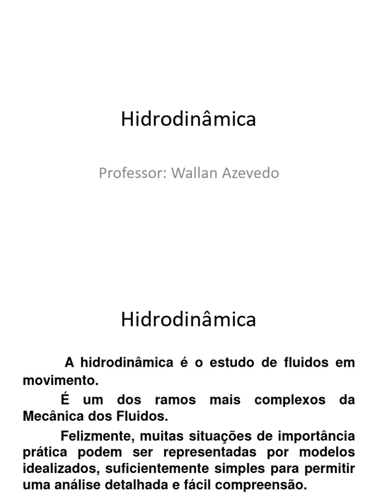Aula 4 - Hidrodinâmica | PDF | Coeficiente de Reynolds | Descarga (hidrologia)