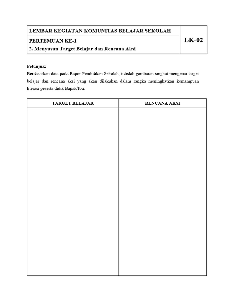 Rencana Target Belajar Sekolah | PDF