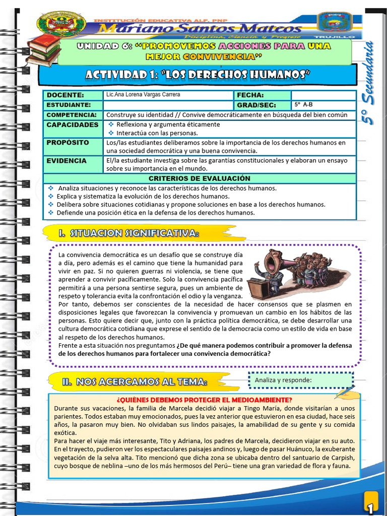 5 DPCC Actv.01 Unid.6 Avc | PDF | Derechos humanos | Derechos