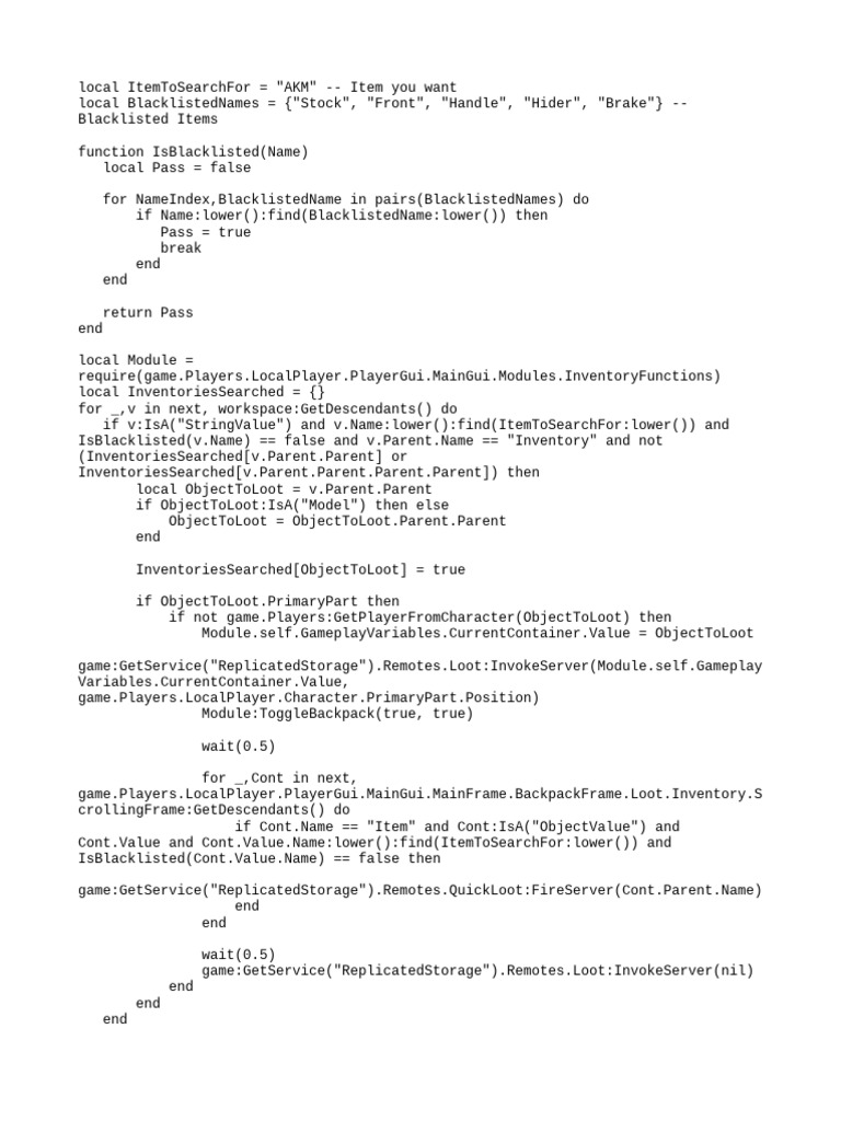 Project Delta AUTO LOOT - LOOT ANYWHERE SCRIPT | PDF