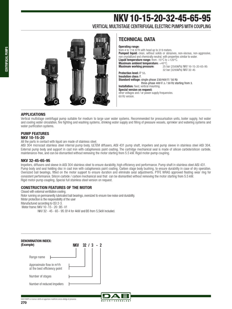 NKV - 10 15 20 32 45 65 95 - TS - Eng | Download Free PDF | Pump | Electric Motor