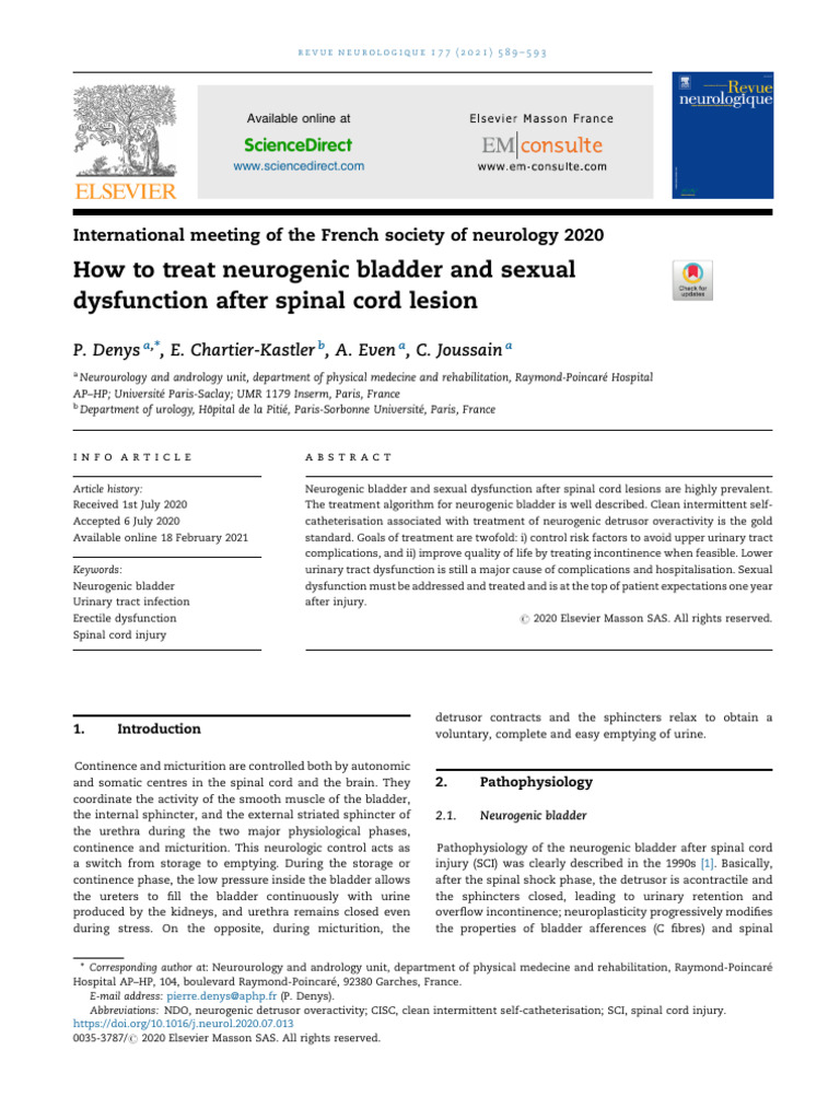 Neurogenic Bladder Treatment Post-SCI | PDF | Urinary Incontinence ...