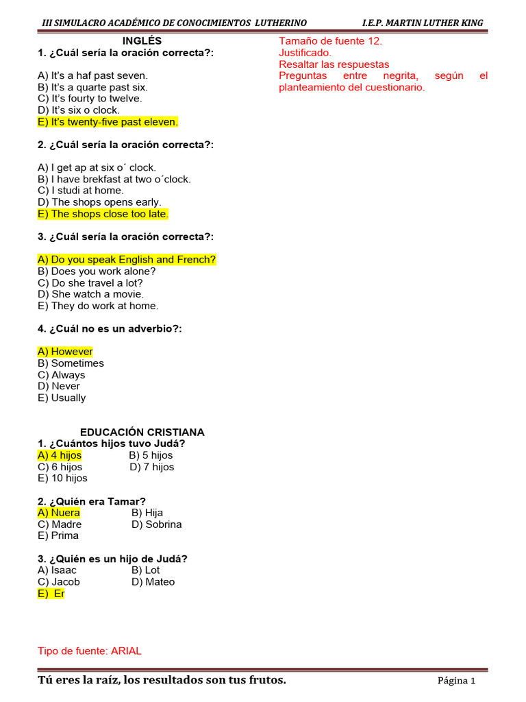 Simulacro Formato 2 Secundaria | PDF