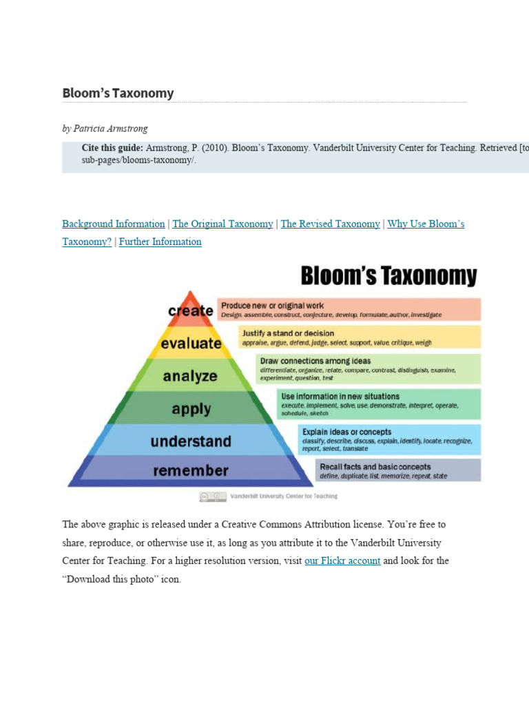 Bloom's Taxonomy | PDF | Knowledge | Cognition
