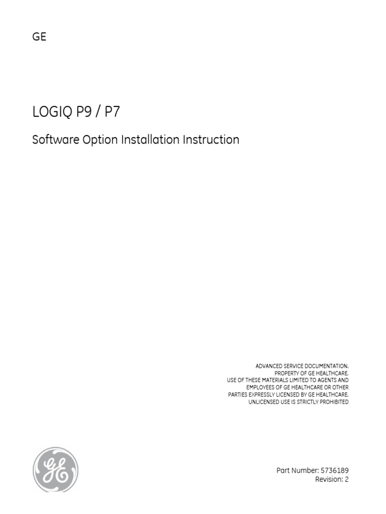 LOGIQ P9P7 R2 Software Option Installation Manual - 5736189 - 2 | PDF ...