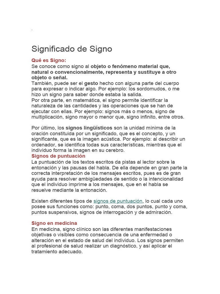 Definición de Signo | Descargar gratis PDF | Los símbolos | Puntuación