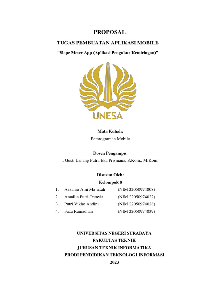 Kelompok 8 - Pti A - Proposal Project Pemograman Mobile | PDF