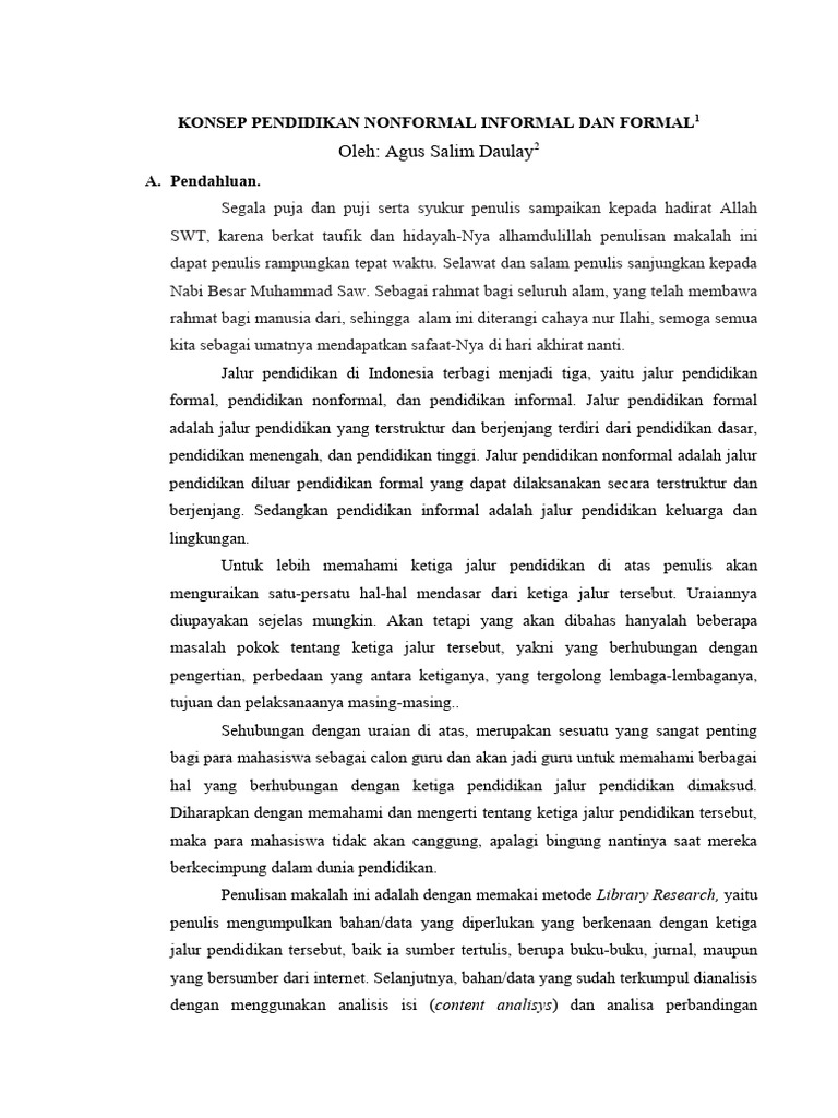 Pendidikan Formal, Nonformal, dan Informal | PDF