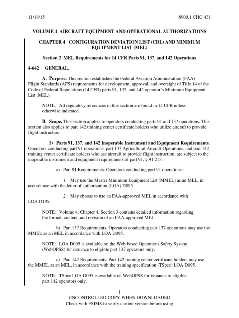 FAA MEL Requirements for Operators | PDF | Aviation | Aerospace