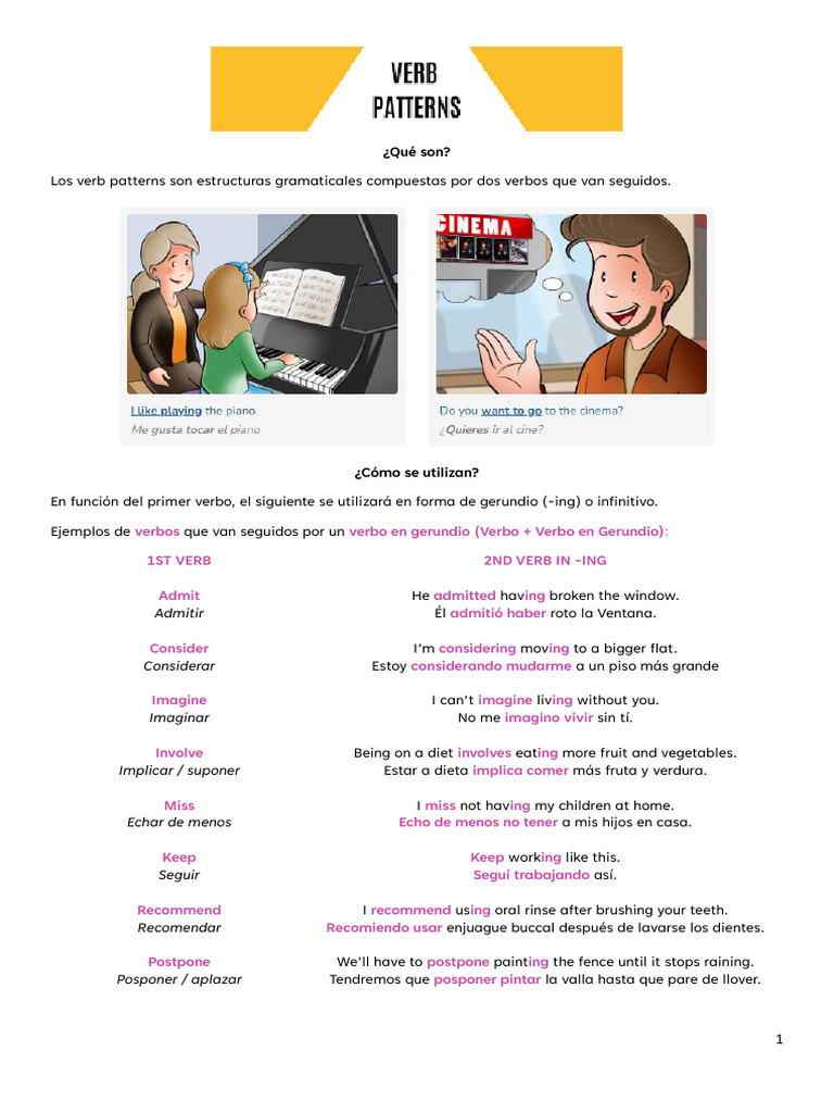 Verb Patterns | PDF | Verbo | Relaciones sintácticas